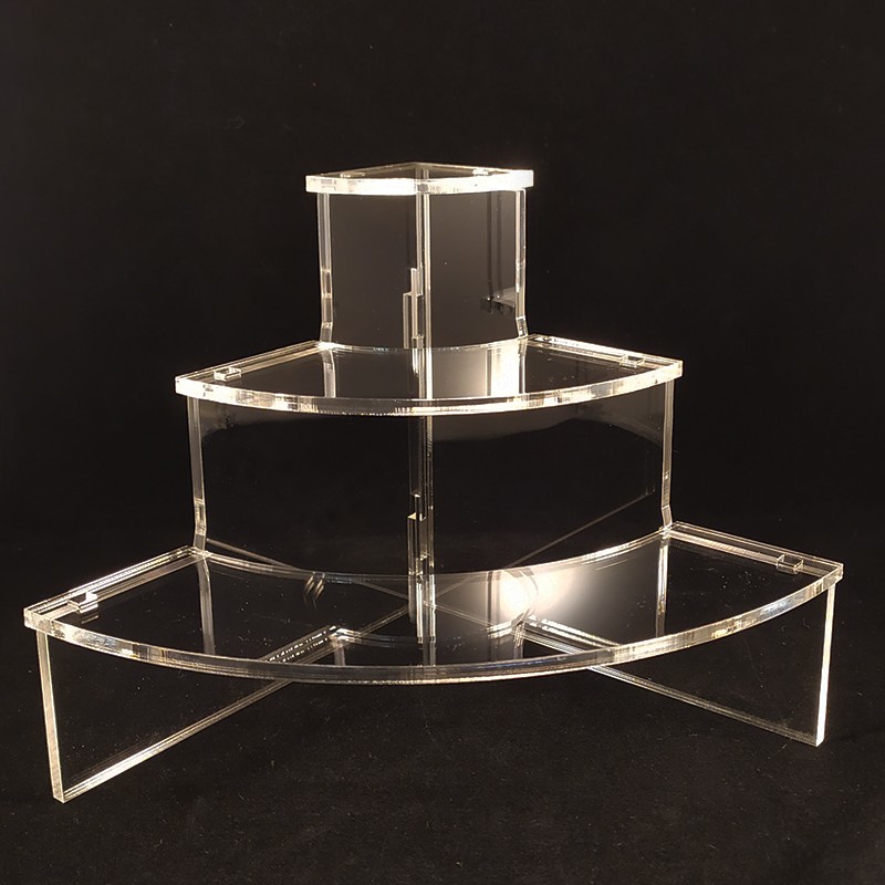 Plexiglas corner display for perfume miniatures - 3 shelves
